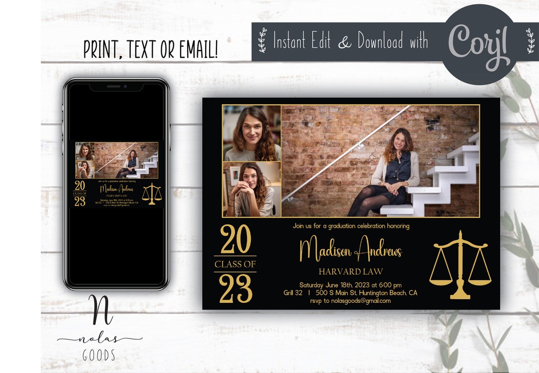 Law School Graduation Announcement, Law School Graduation Invitation ...