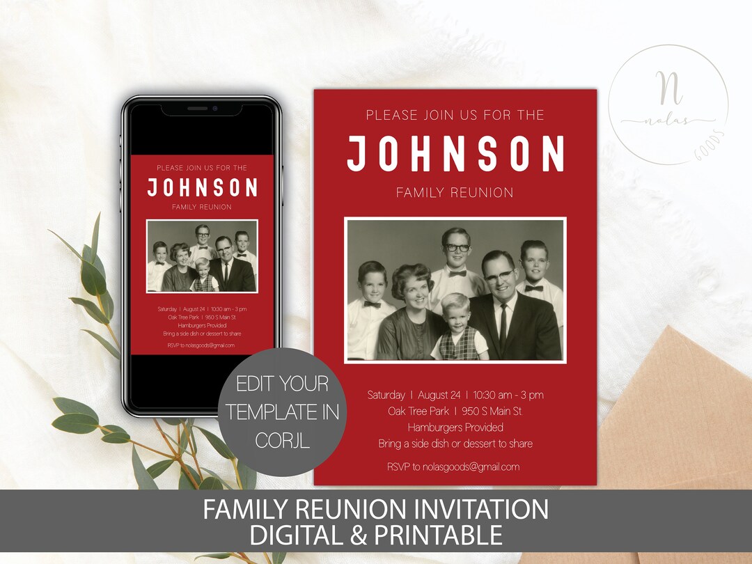 Family Reunion Invitation With Picture, Family Gathering Invitation ...