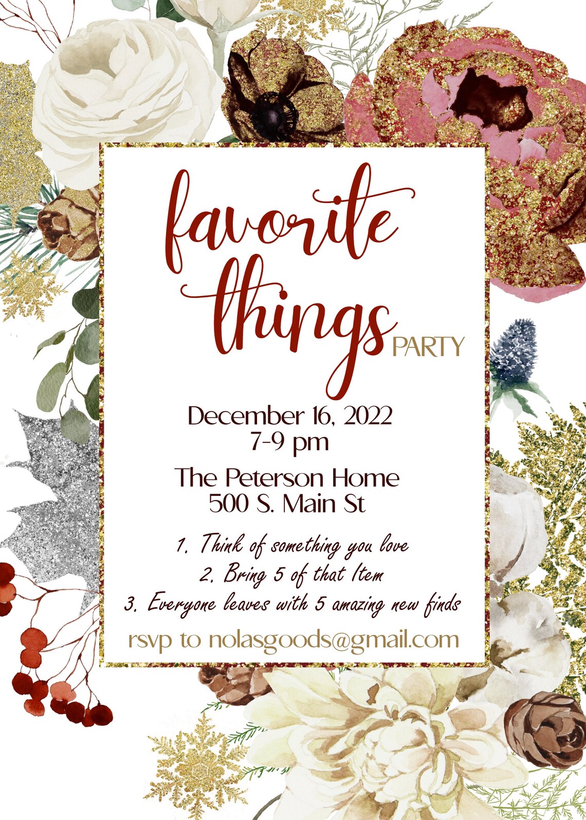 Christmas Favorite Things Invite Template My Favorite Things - Etsy