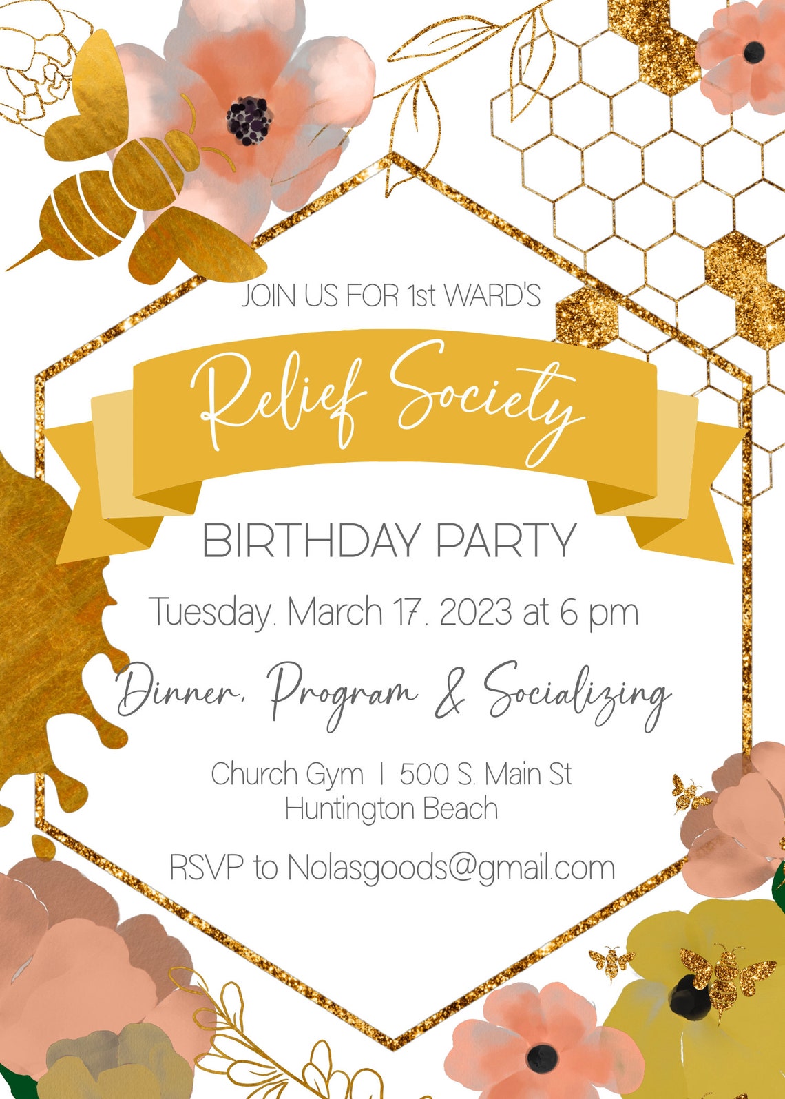 Relief Society Birthday Invitation, LDS Relief Society Invite, Relief ...
