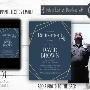 Police Retirement Invitation, Retirement Party Invitation Digital ...