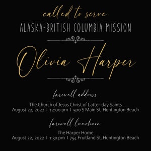 Missionary Farewell Invitation, LDS Mission Announcement, Missionary ...