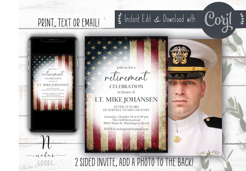 Military Retirement Invitation, Retirement Invite for Man, Retirement ...
