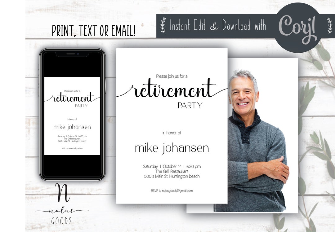 Retirement Party Invitation, Retirement Invite for Man, Retirement ...