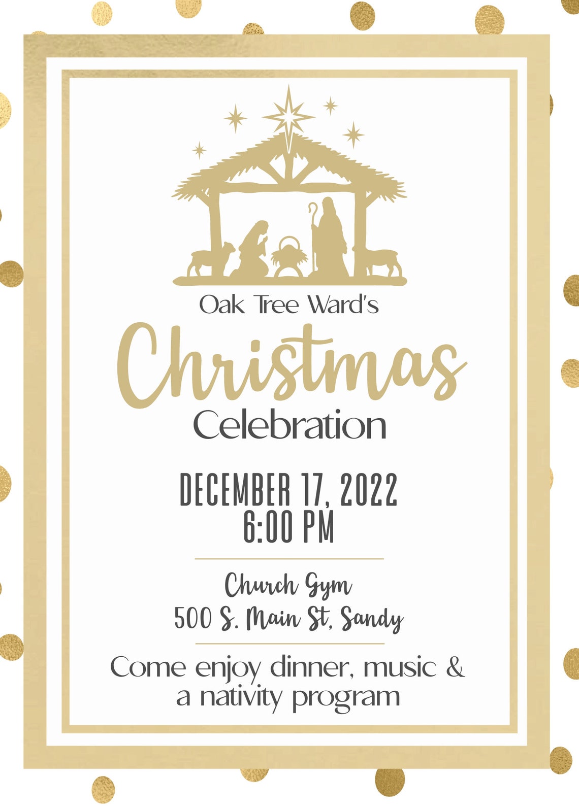 Kids Christmas Party Invite, Ward Christmas Party Flyer, Nativity ...