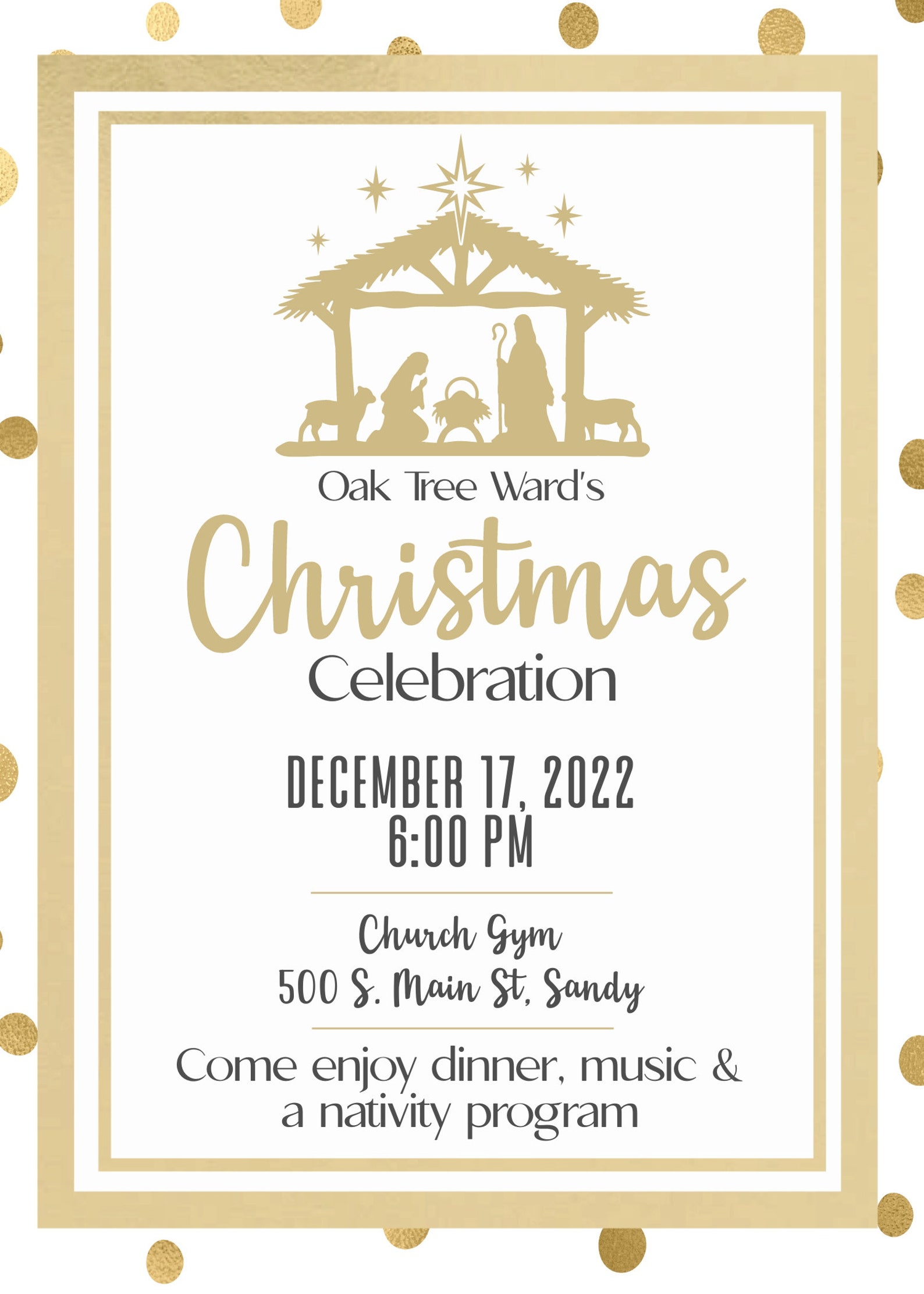 Kids Christmas Party Invite, Ward Christmas Party Flyer, Nativity ...