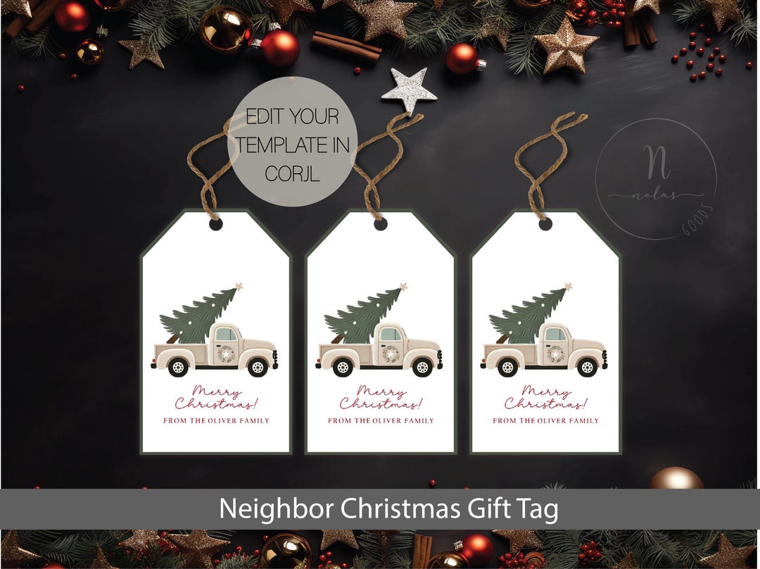 Christmas Neighbor Gift Tag, Christmas Treat Gift Tags, Neighbor ...