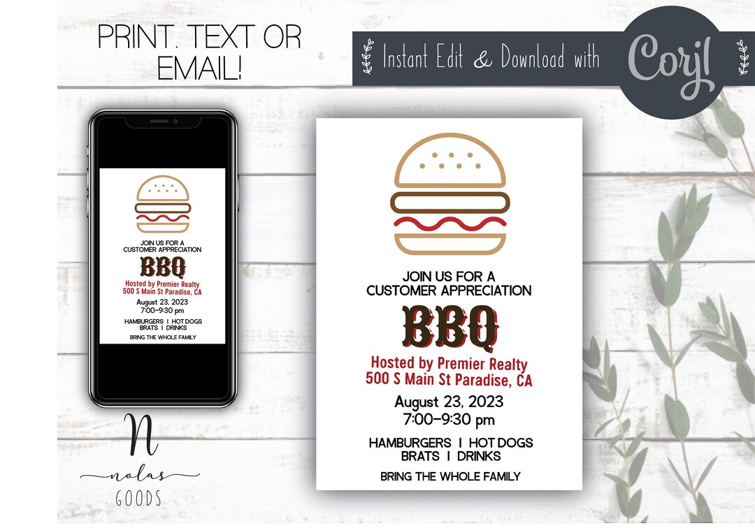Appreciation Invitation, Appreciation BBQ Party Invitation, Customer ...