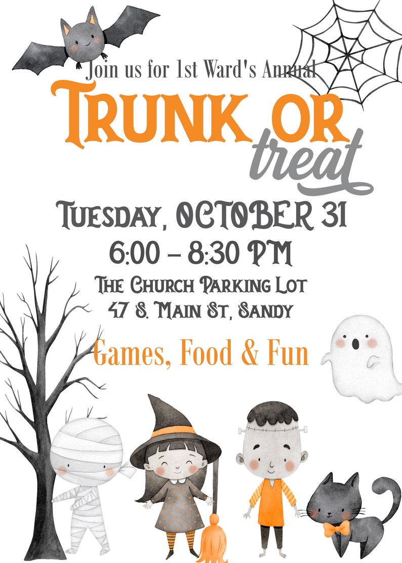 Trunk or Treat Invite Digital School Halloween Party Flyer - Etsy