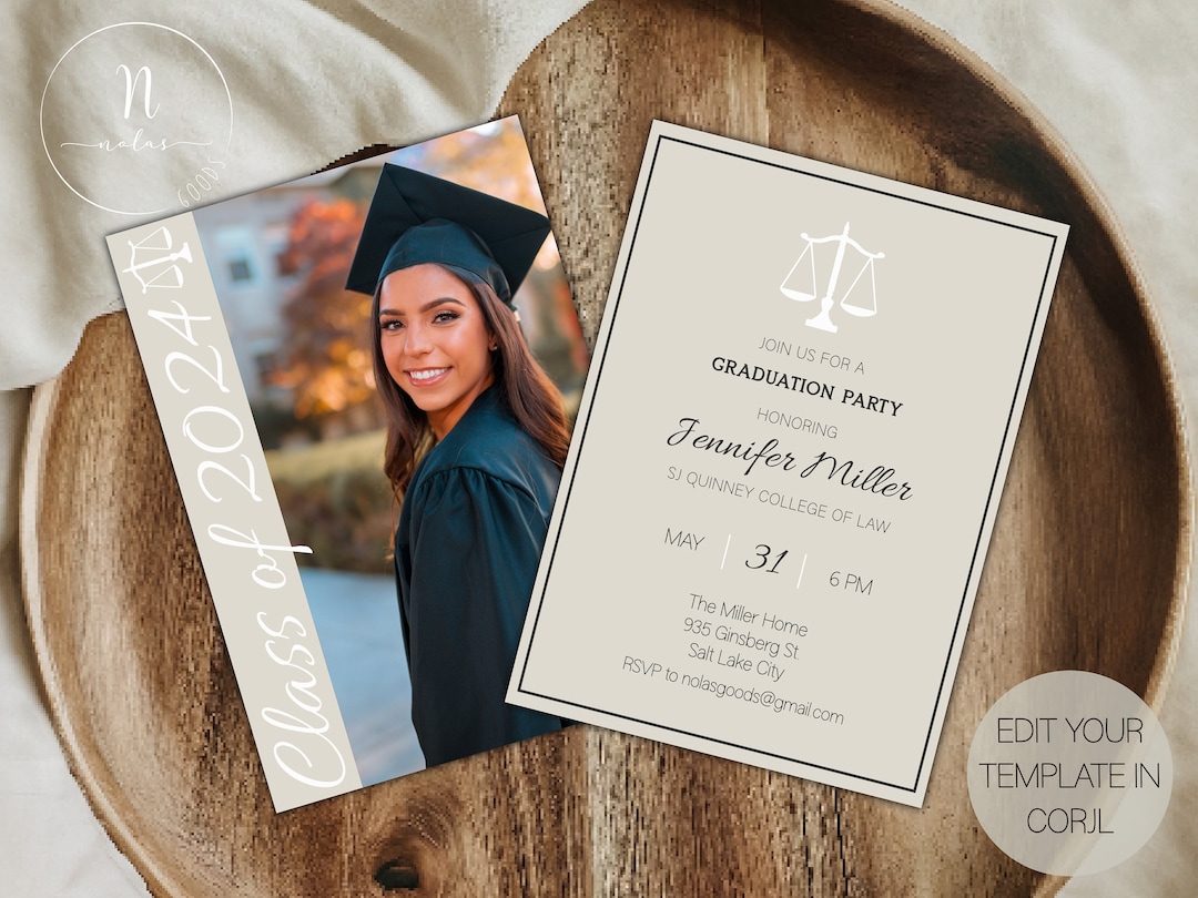 Law School Graduation Party Invitation, Law School Graduation ...