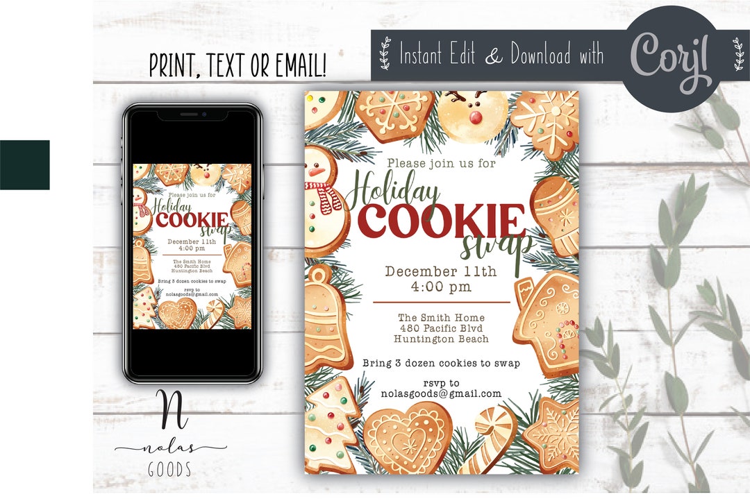 Cookie Swap Invitation Template, Cookie Exchange Party Invitation ...