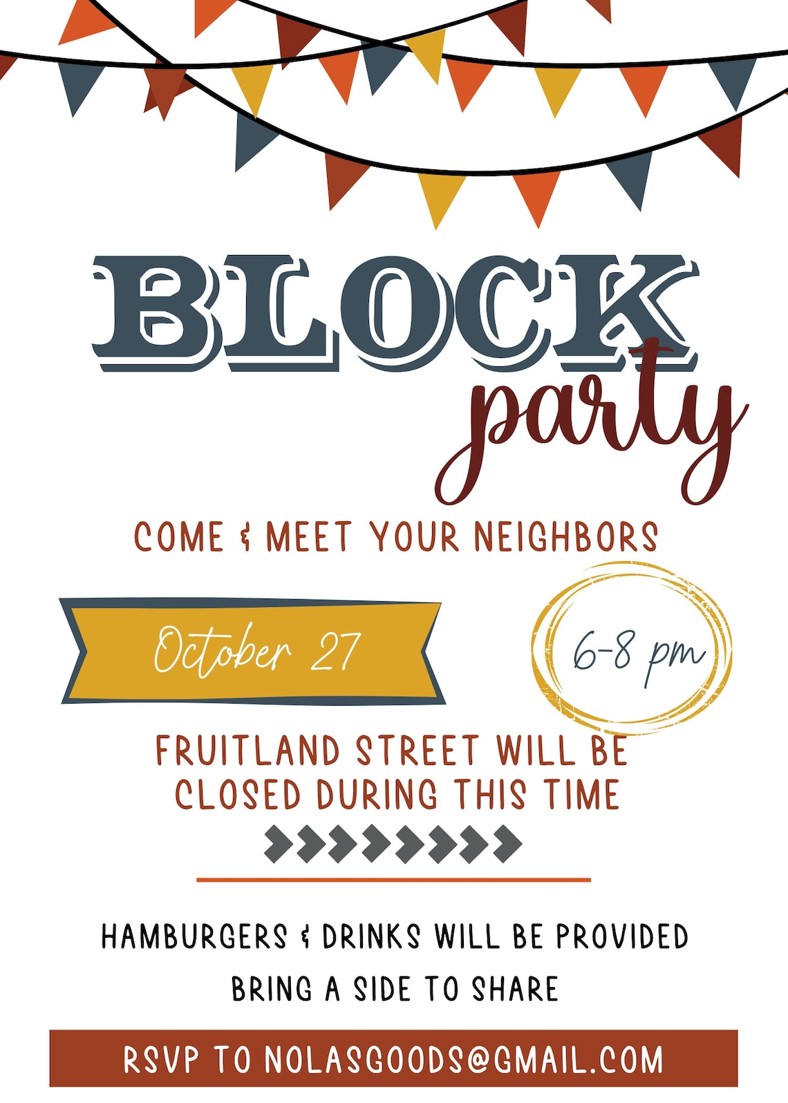 Block Party Invitation Flyer Download Fall Neighborhood Block - Etsy