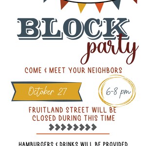 Block Party Invitation Flyer Download, Fall Neighborhood Block Party ...