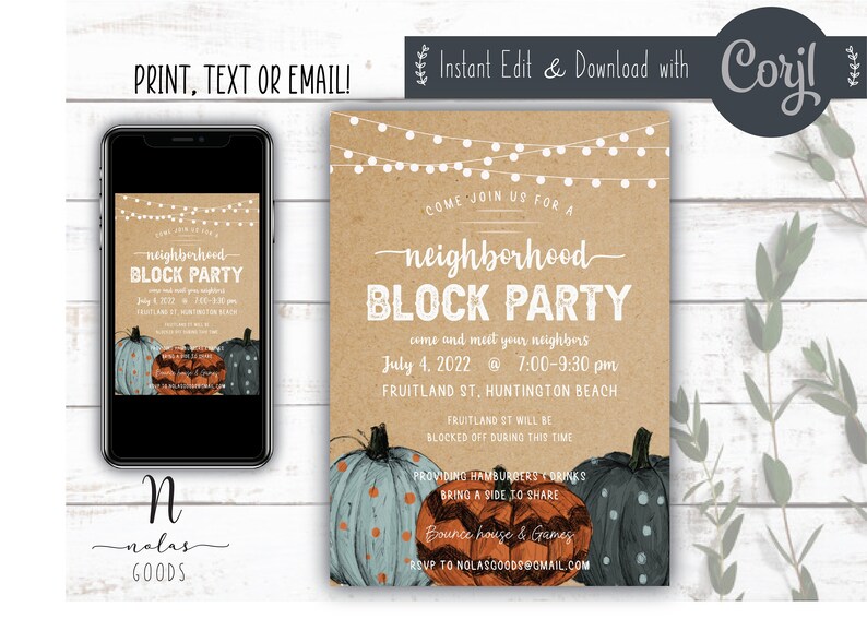 Fall Neighborhood Block Party Invitation Fall Block Party - Etsy