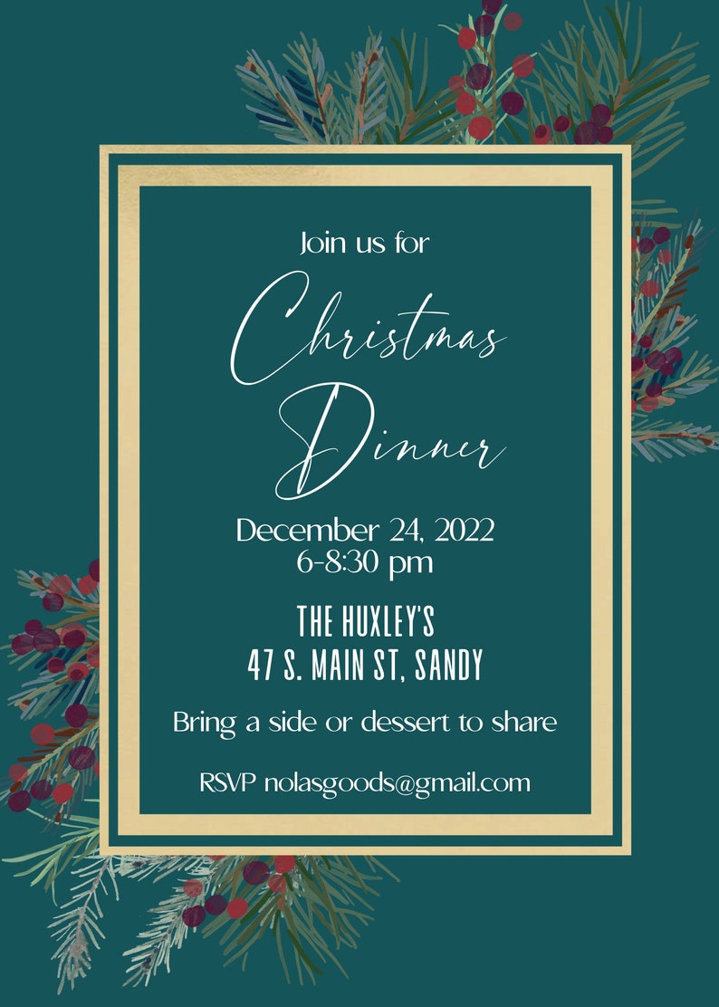 Christmas Dinner Invitation Template Holiday Dinner Invite - Etsy