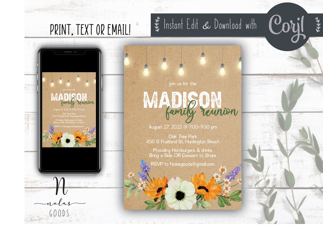 Family Reunion Invitation Template, Cousin Reunion Invite, Family ...