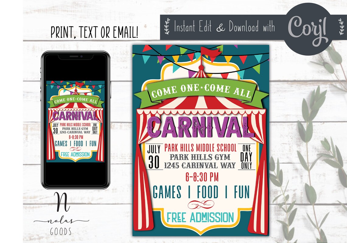Editable Carnival Flyer School Carnival Flyer Carnival - Etsy