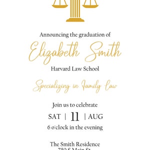 Law School Graduation Invitation Template, Lawyer Graduation Invitation ...