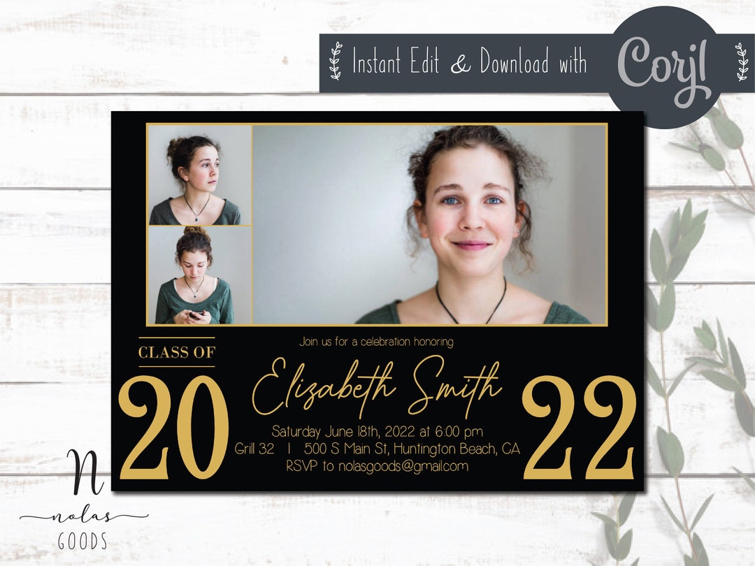 Graduation Invitation Instant Download, High School Graduation ...
