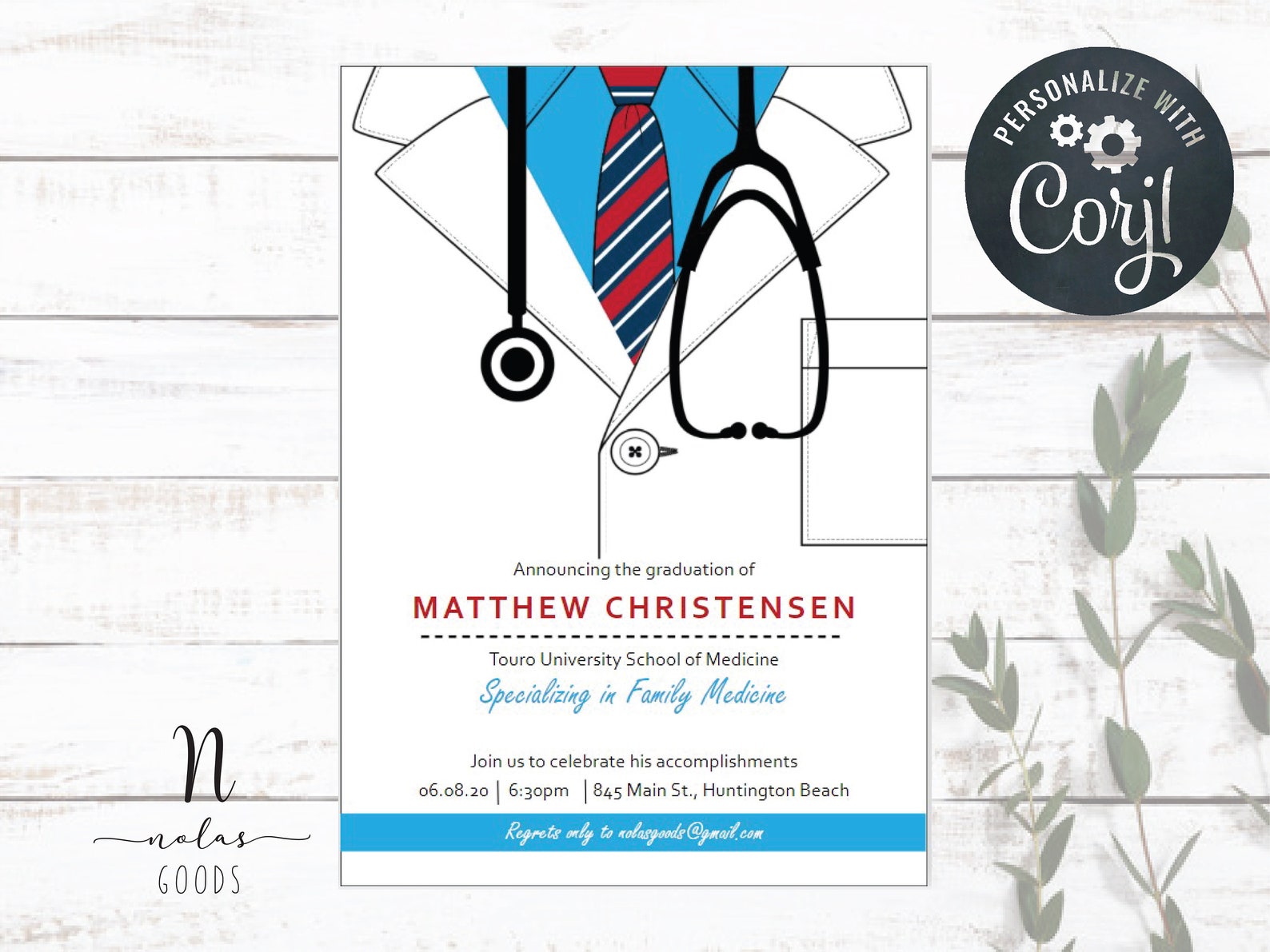 Medical School Graduation Invitation, Doctor Graduation Invitation ...