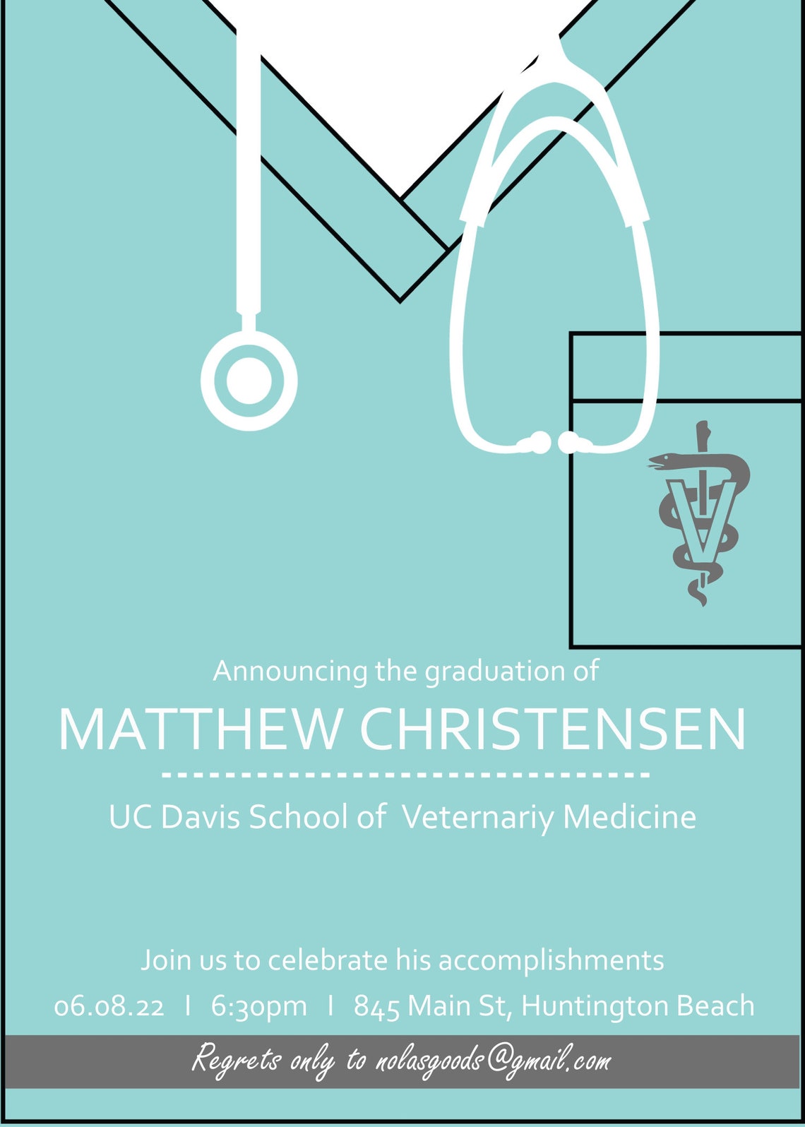 Veterinary School Graduation Invitation Digital, Veterinarian ...