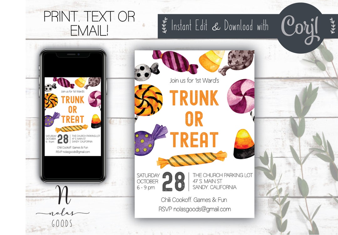 Halloween Trunk or Treat Posters 18x24, Trunk or Treat Flyer Church ...