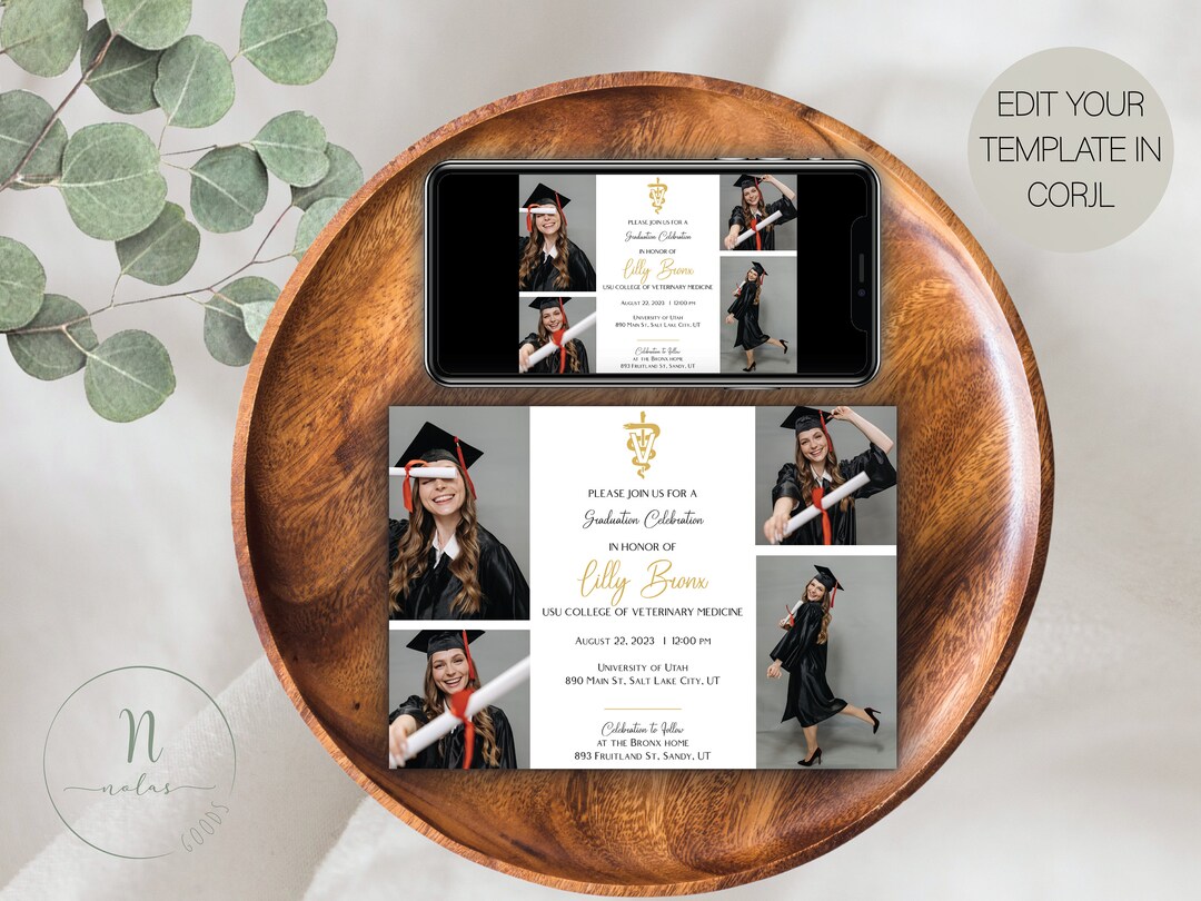 Veterinary Grad Party Invitations, Veterinarian Graduation Announcement ...