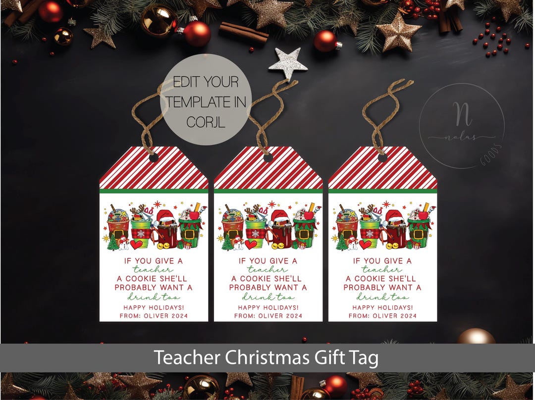 Christmas Teacher Gift Tag Printable, Teacher Appreciation Tags ...