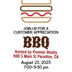 Appreciation Invitation, Appreciation BBQ Party Invitation, Customer ...