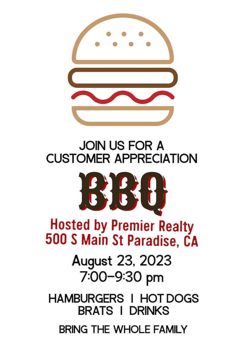 Appreciation Invitation, Appreciation BBQ Party Invitation, Customer ...