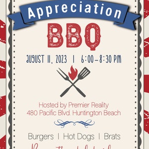 Appreciation Invitation, Appreciation BBQ Party Invitation, Customer ...