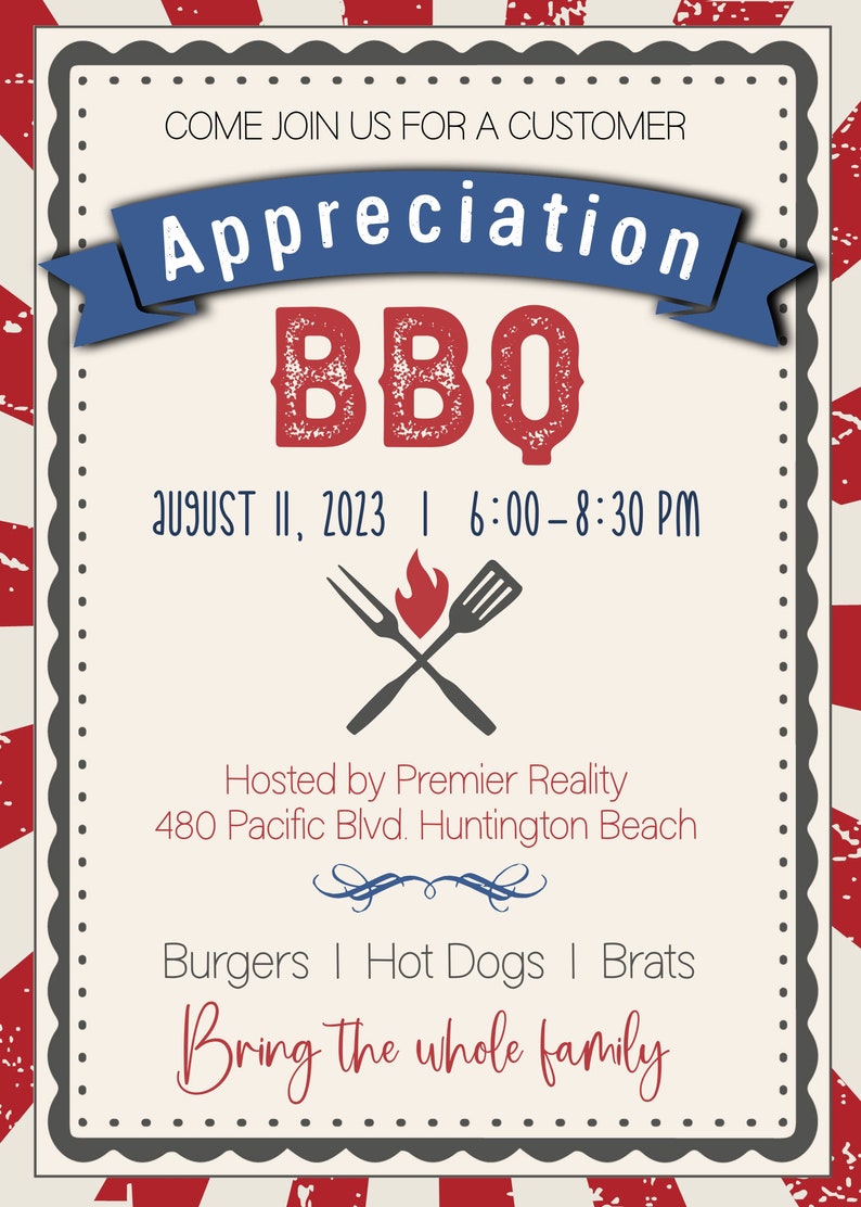 Appreciation Invitation, Appreciation BBQ Party Invitation, Customer ...