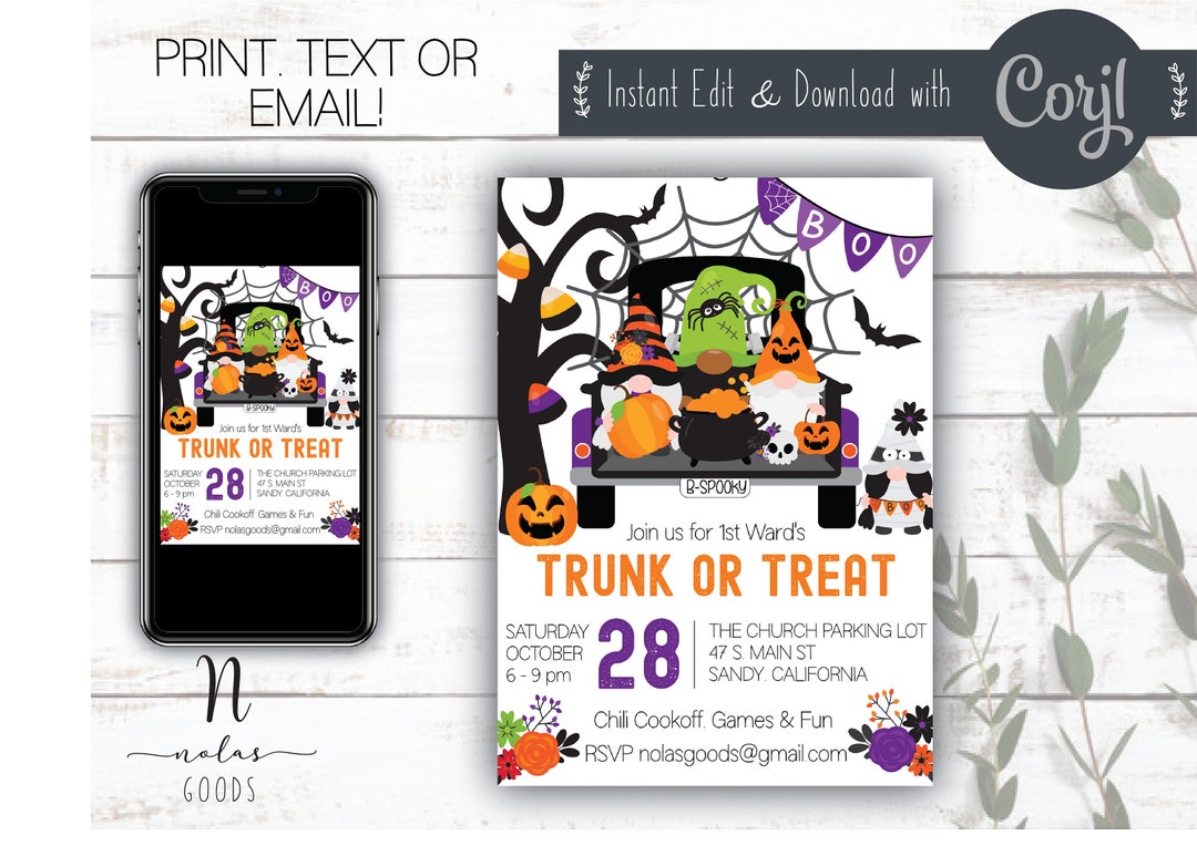Trunk or Treat Flyer Church, Halloween Trunk or Treat Posters 18x24 ...