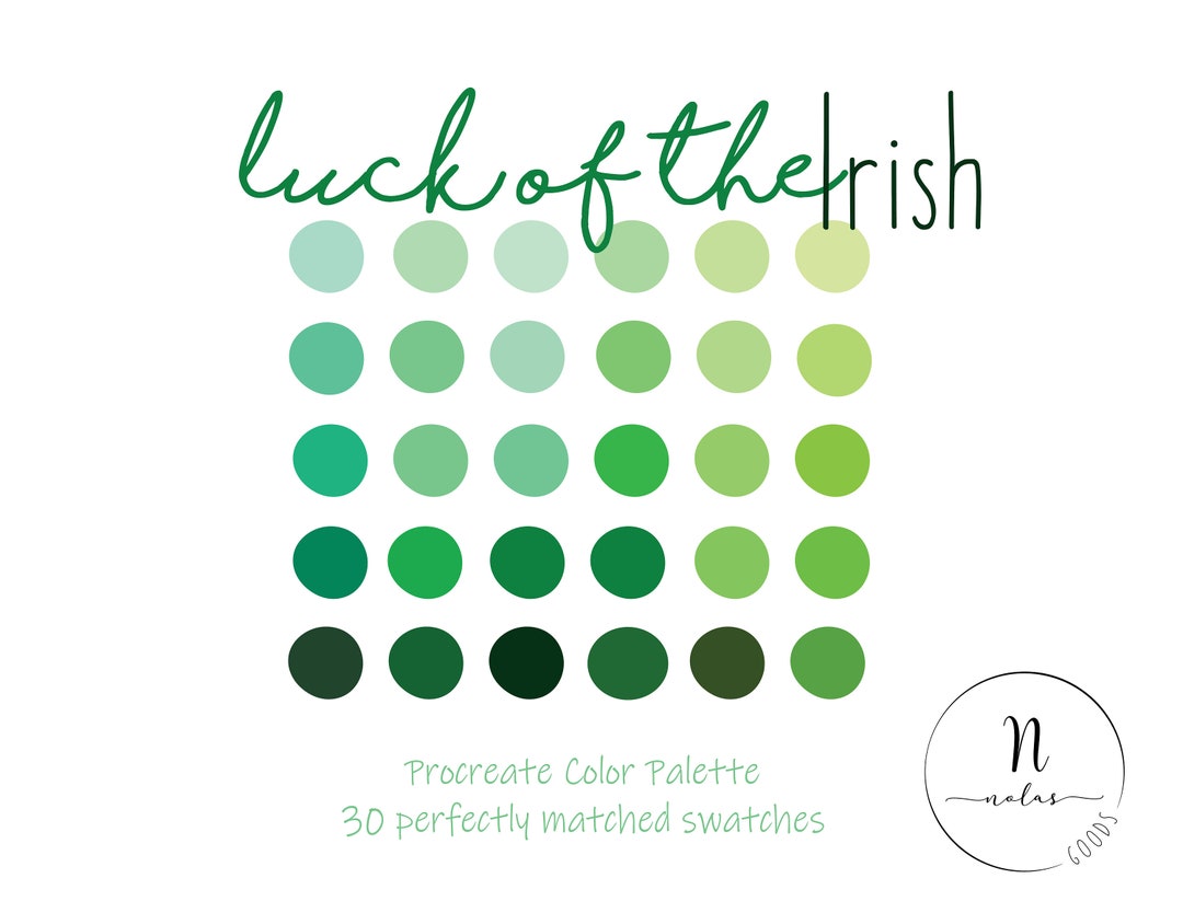 Procreate Color Palette, Luck of the Irish, St Patrick's Day Color ...