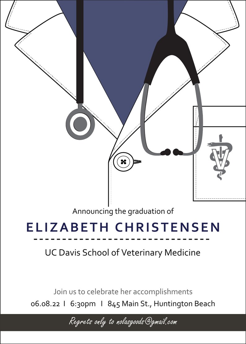 Veterinary School Graduation Invitation Digital, Vet School Graduation ...