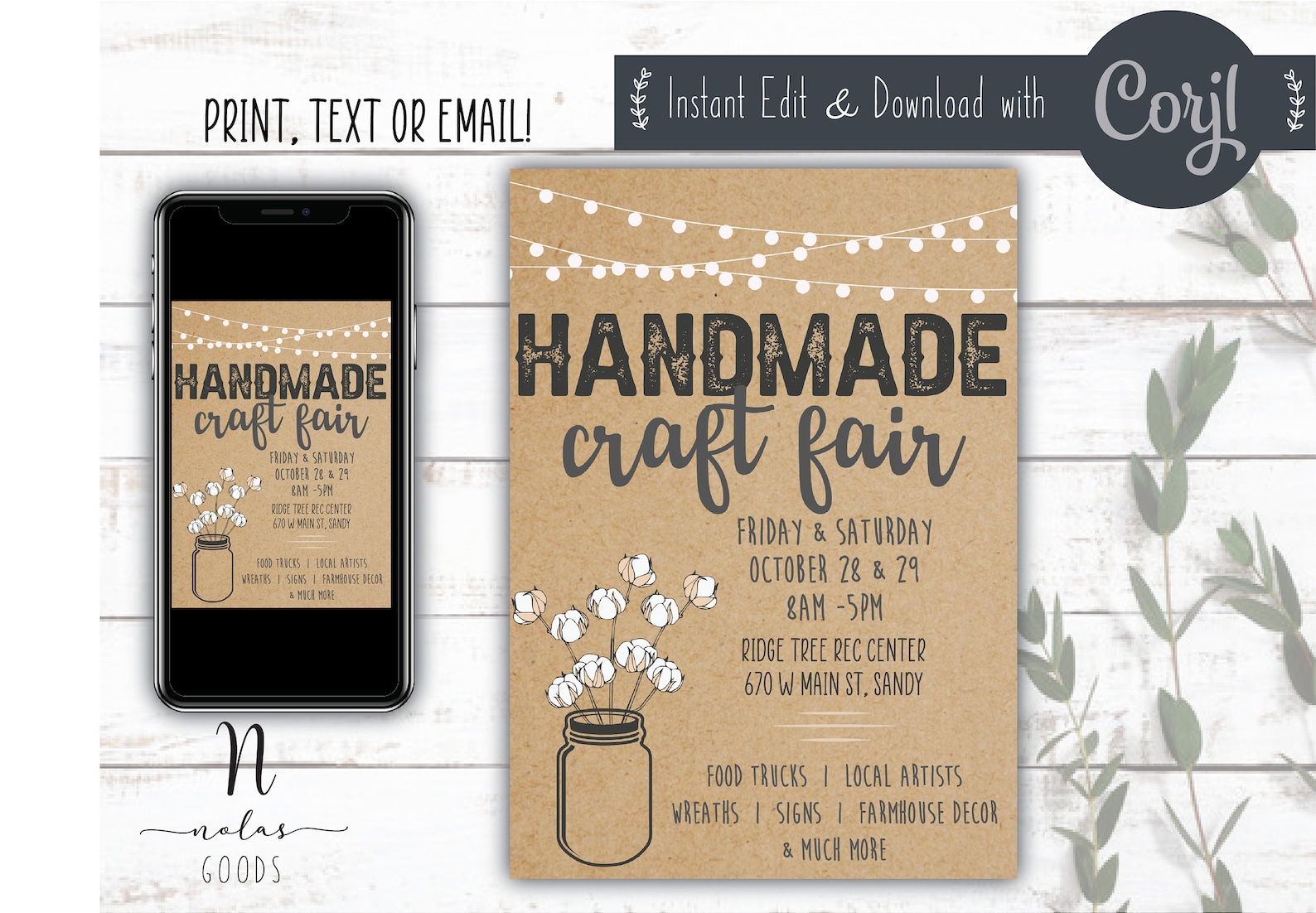 Craft Fair Sign Printable Craft Show Flyer Template Download - Etsy