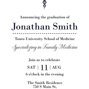 Doctor Graduation Invitation, Medical School Graduation Announcement ...