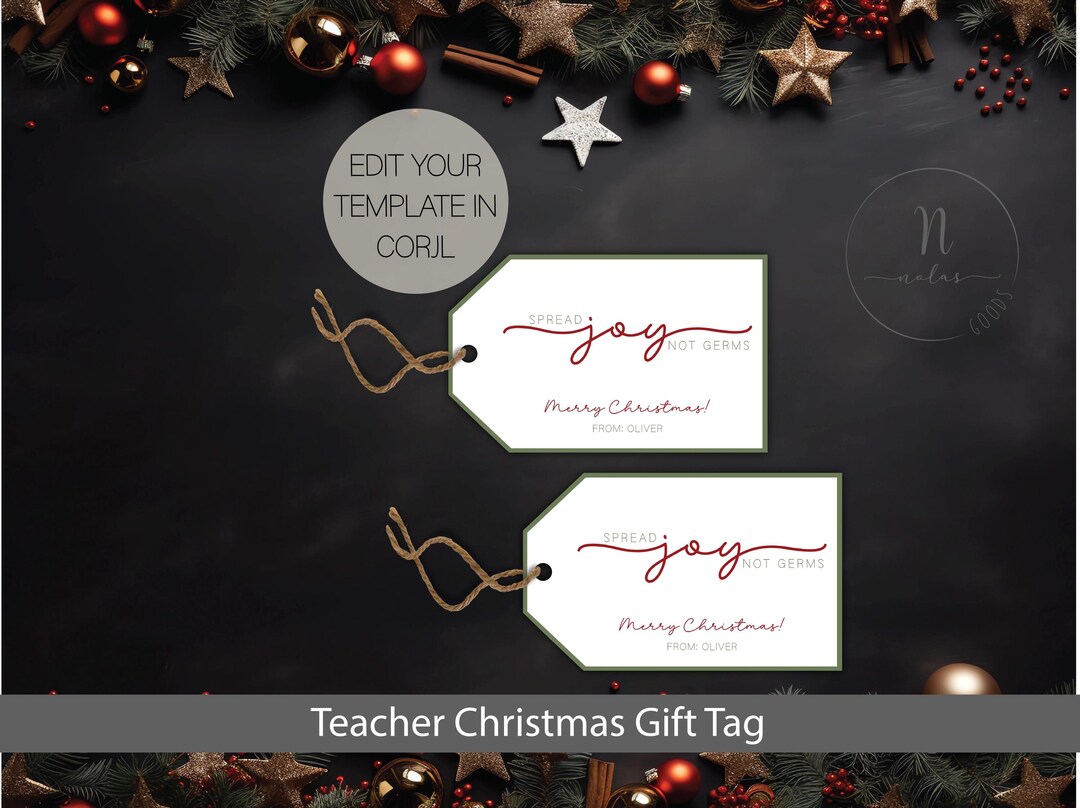Christmas Teacher Gift Tag Printable, Teacher Christmas Tags, Christmas ...