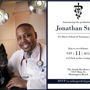 Veterinary School Graduation Invitation Digital, Veterinarian ...