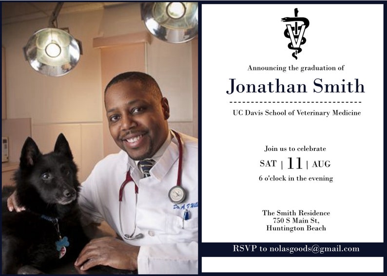 Veterinary School Graduation Invitation Digital, Veterinarian ...