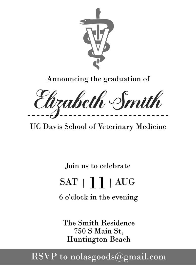 Vet School Graduation Party Invitation DVM Graduation - Etsy