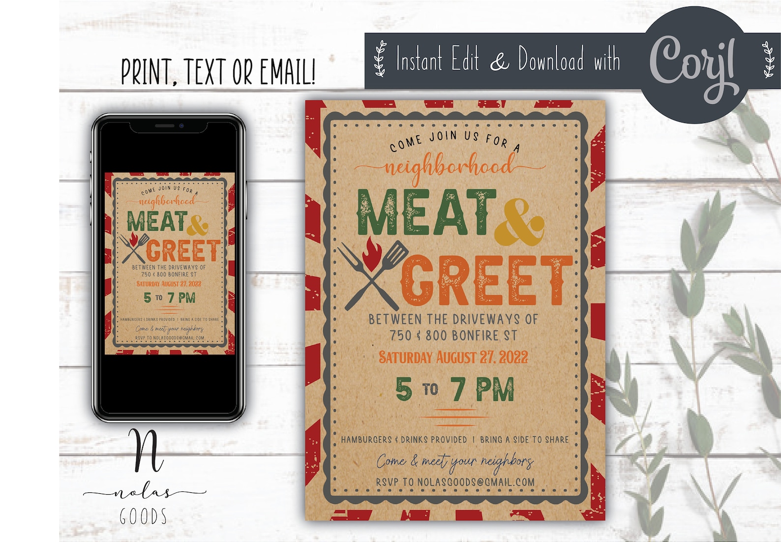 Neighborhood Meet and Greet Invitation, Fall Block Party Flyer, Fall ...