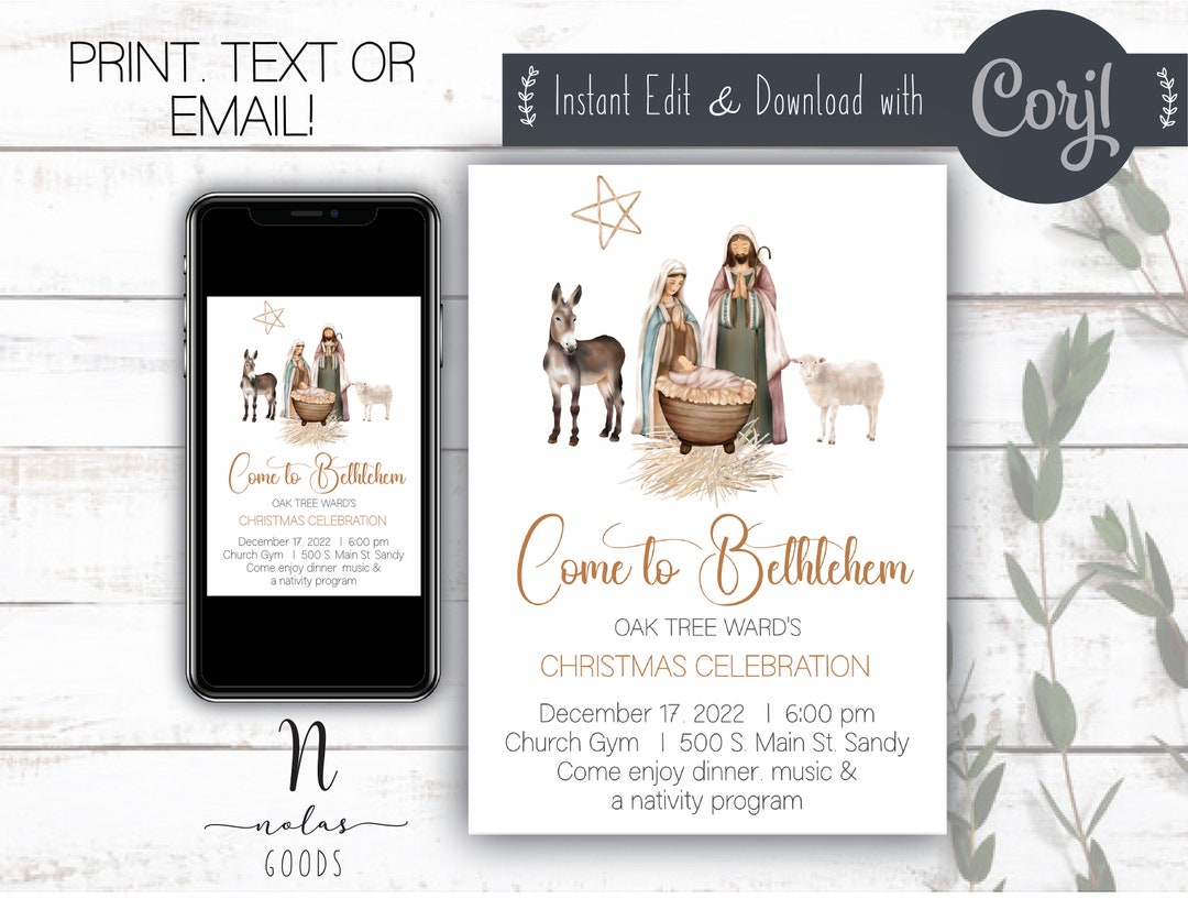 Ward Christmas Party Nativity, LDS Christmas Party Invite Template ...
