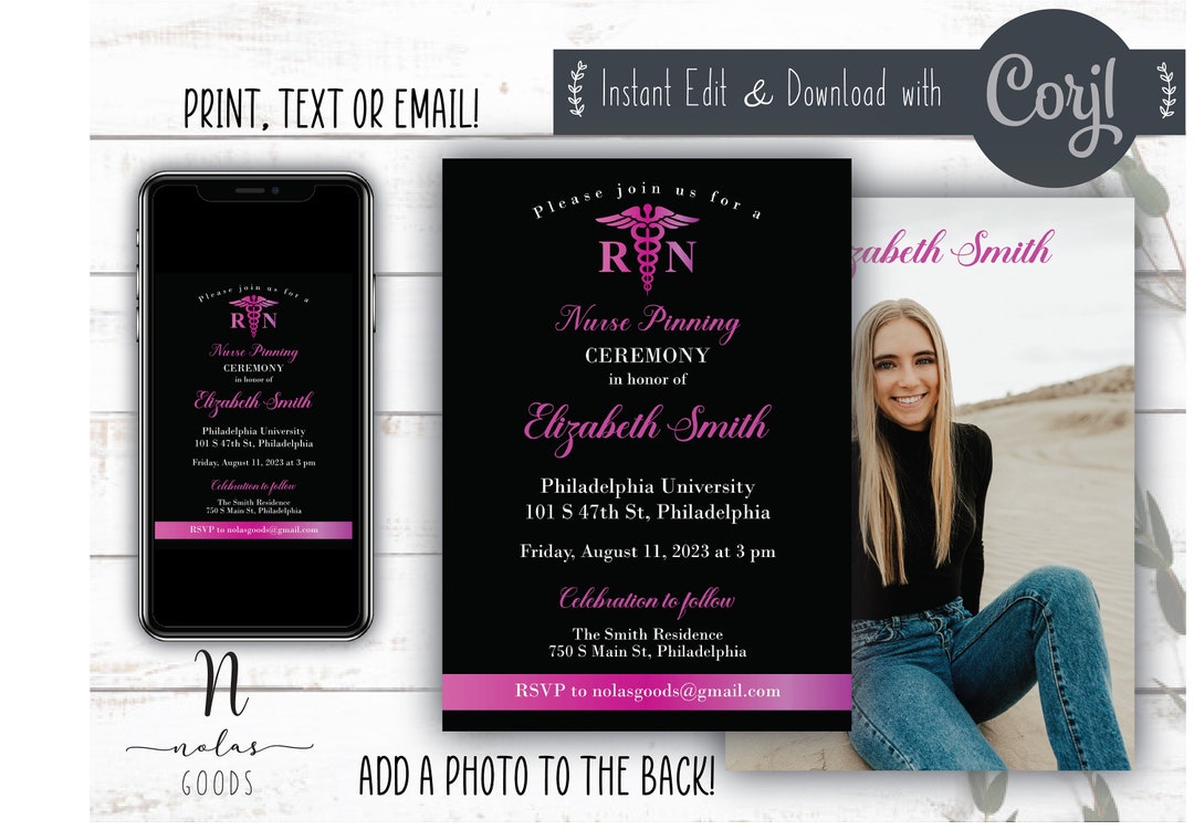 Nurse Pinning Ceremony Invitations, Nurse Graduation Invitation With ...
