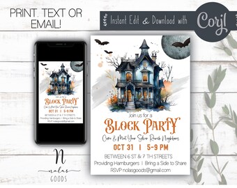 Fall Block Party Invitation, Block Party Flyer Editable Template ...