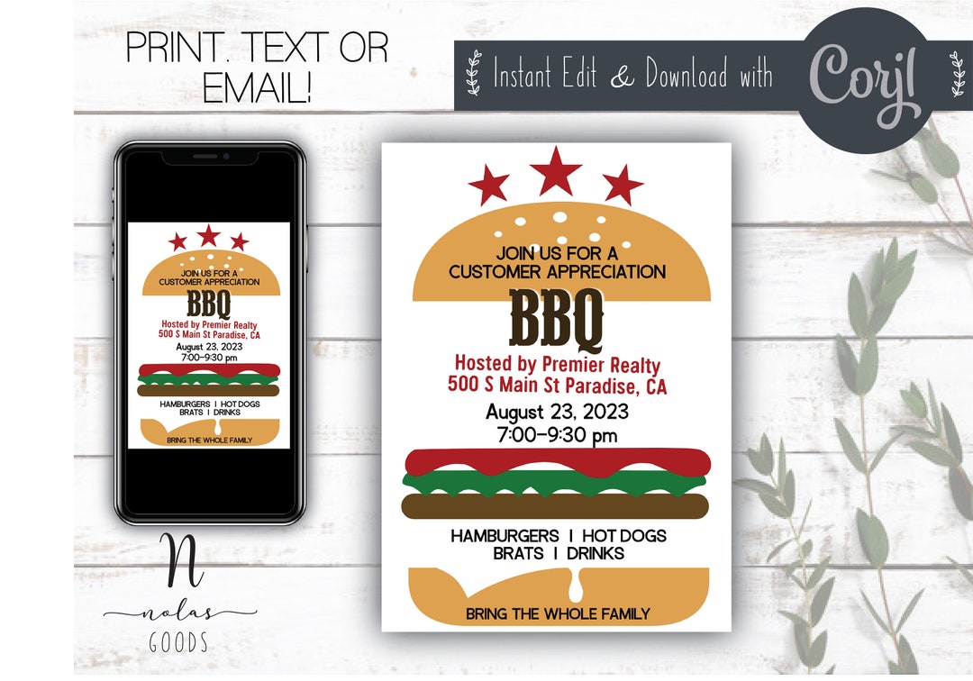 Appreciation BBQ Party Invitation, Customer Appreciation Invitation ...