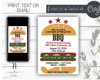 Appreciation BBQ Party Invitation, Customer Client Thank You Event ...
