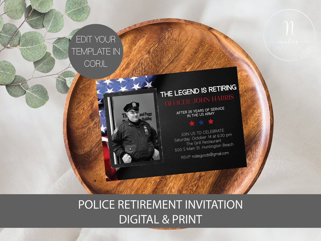 Police Retirement Party Invitation, Retirement Invitation, Thin Blue ...