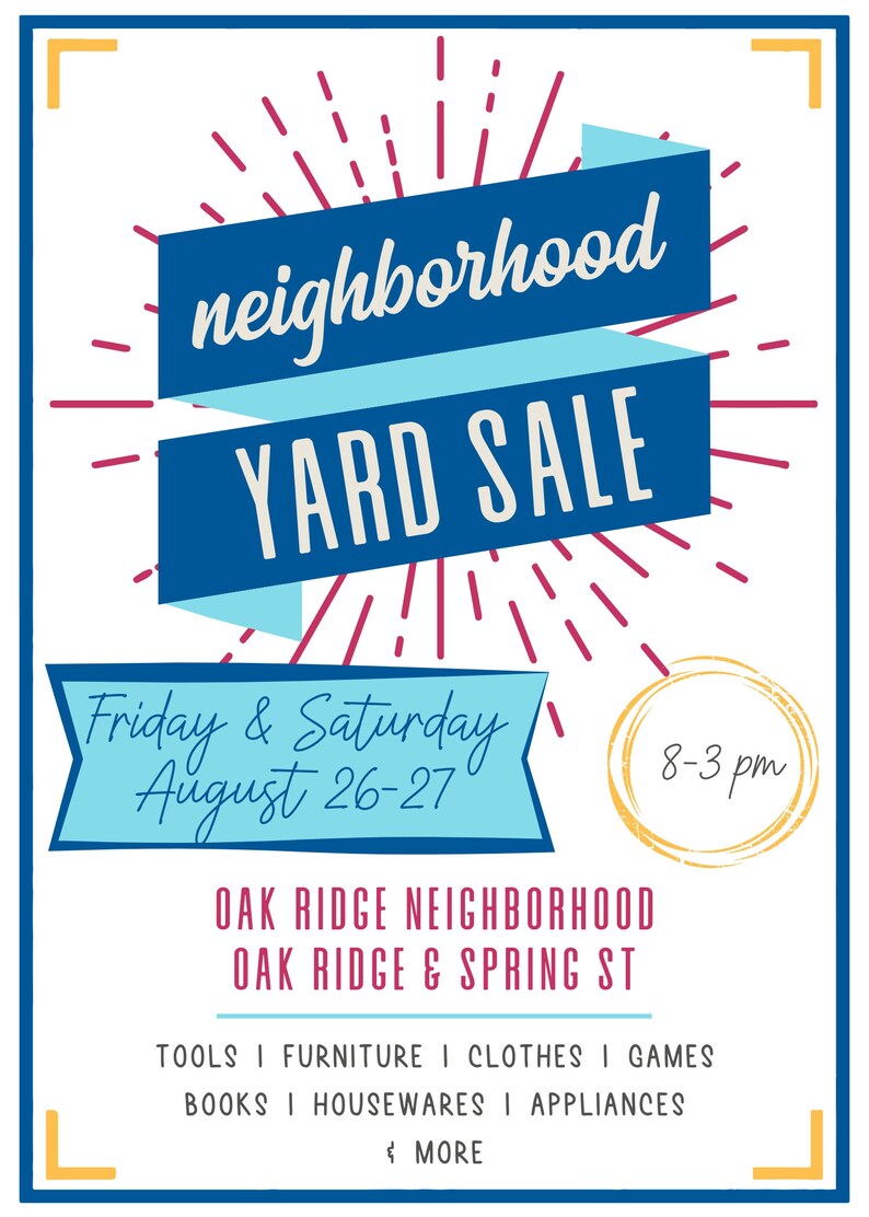 Neighborhood Yard Sale Sign Template Community Garage Sale - Etsy