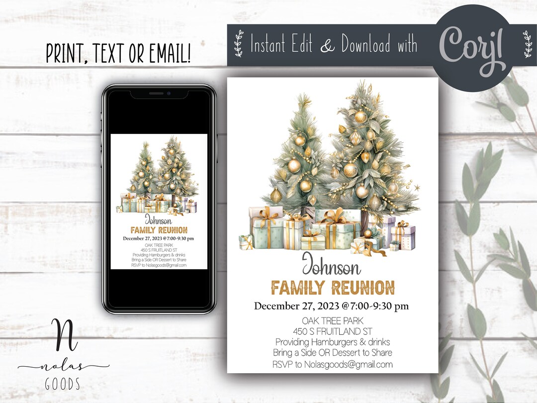 Christmas Family Reunion Invitation, Family Reunion Invite Template ...